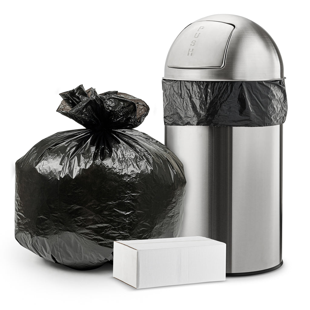10-12 Gallon 8Mic Black Trash Bag | Central Poly
