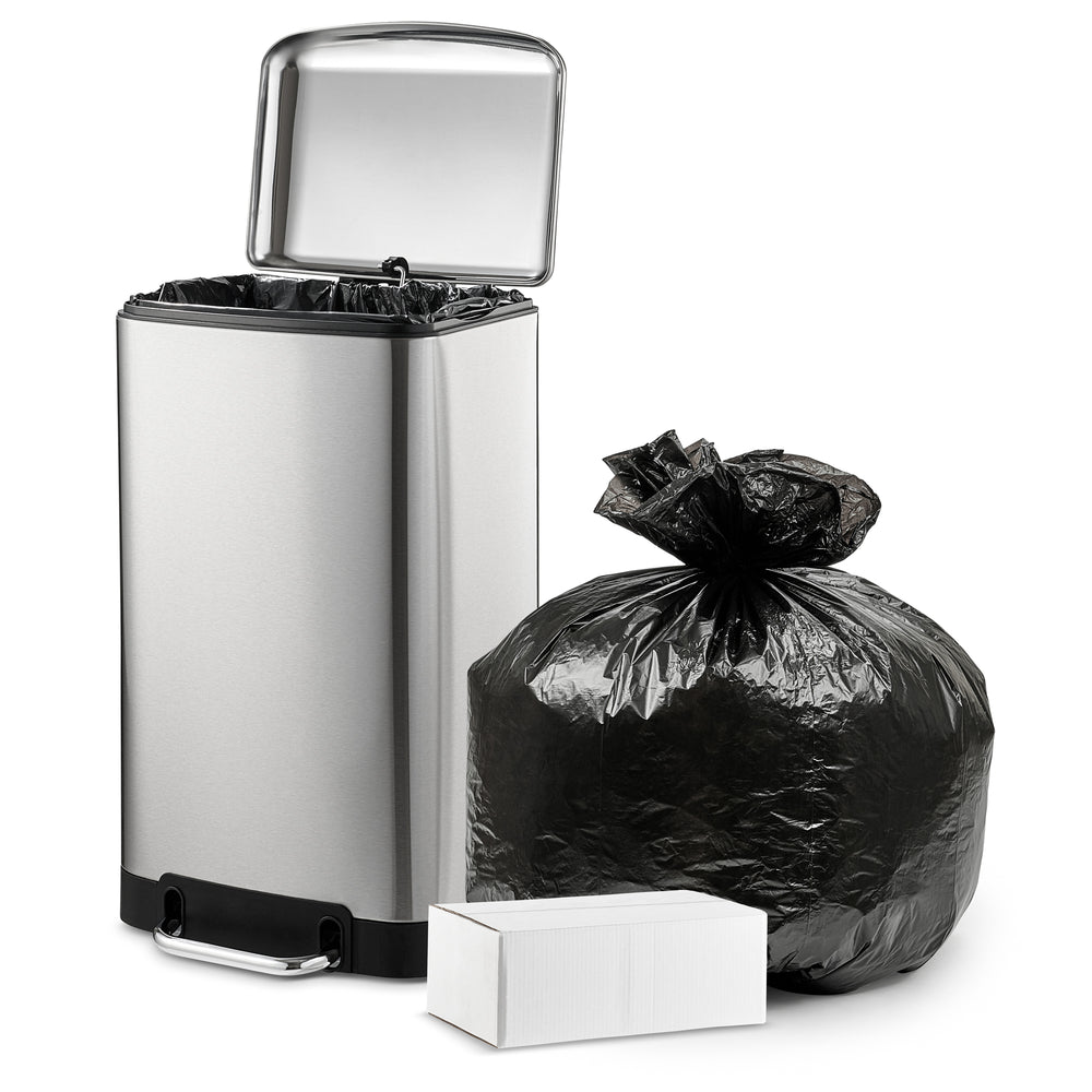10-12 Gallon 8Mic Black Trash Bag | Central Poly